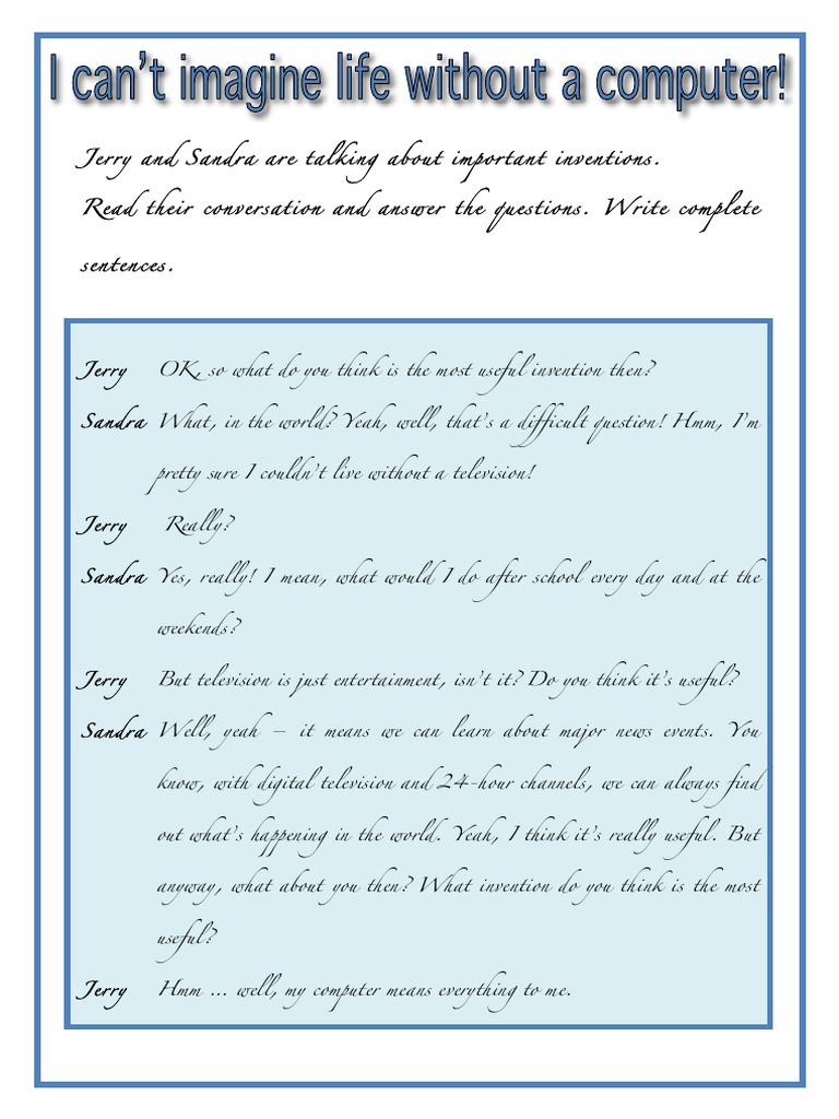 I Cant Imagine My Life Without A Computer PDF | PDF