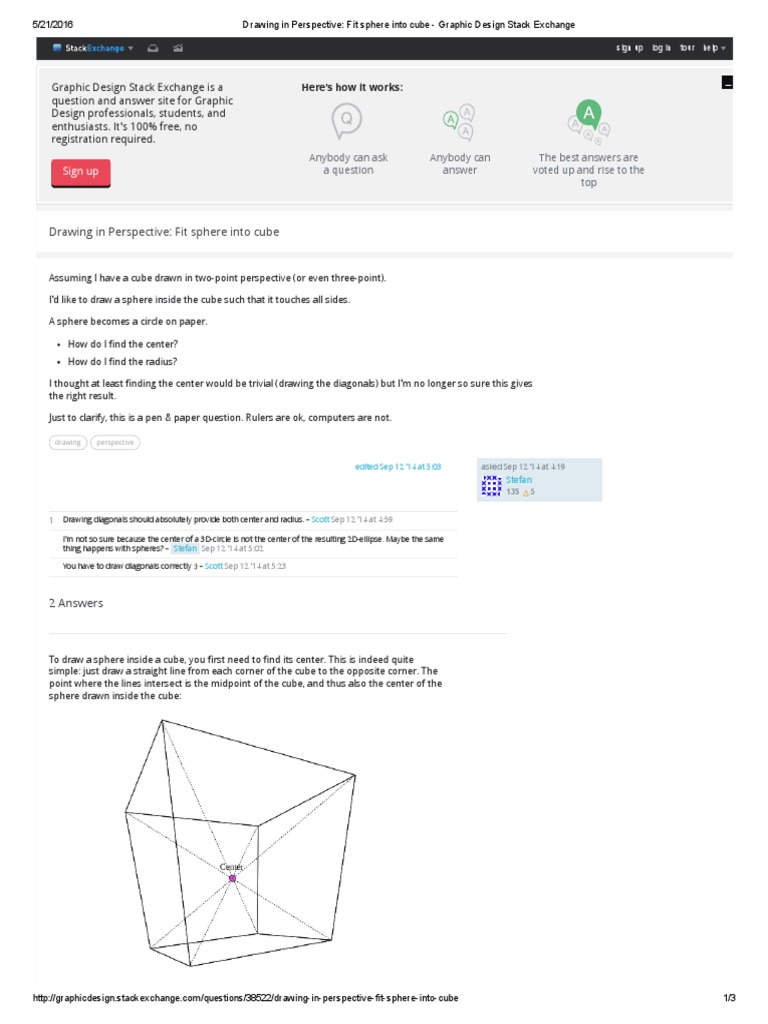Drawing in Perspective - Fit Sphere Into Cube - Graphic Design Stack ...