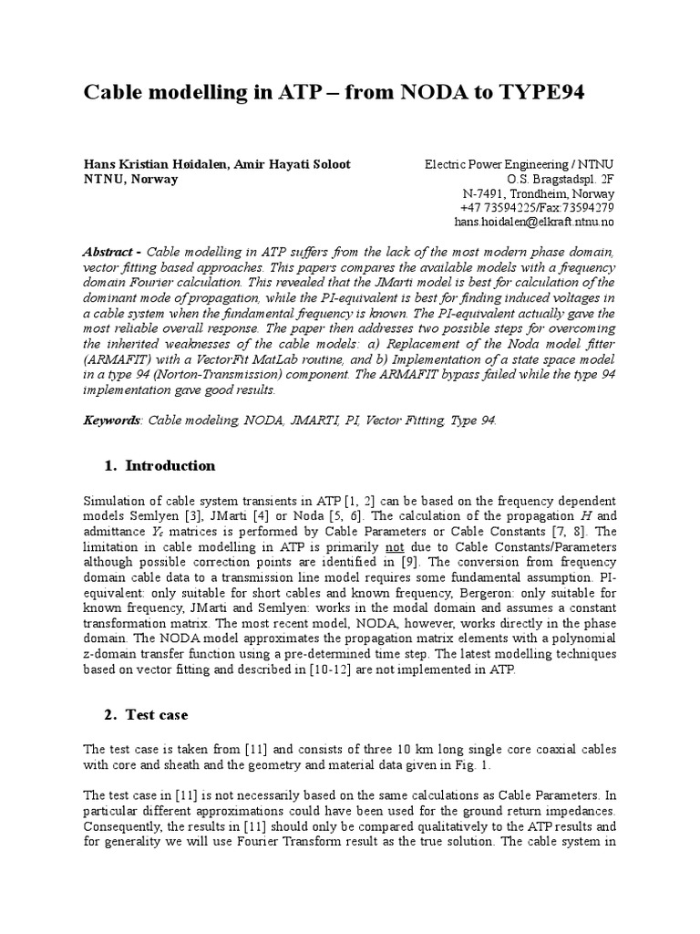 Cable Modelling in ATP | PDF | Matrix (Mathematics) | Eigenvalues And ...