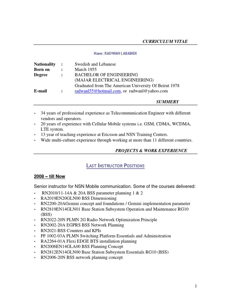 Radwan CV NSN 13 | PDF | Software Defined Radio | Networks