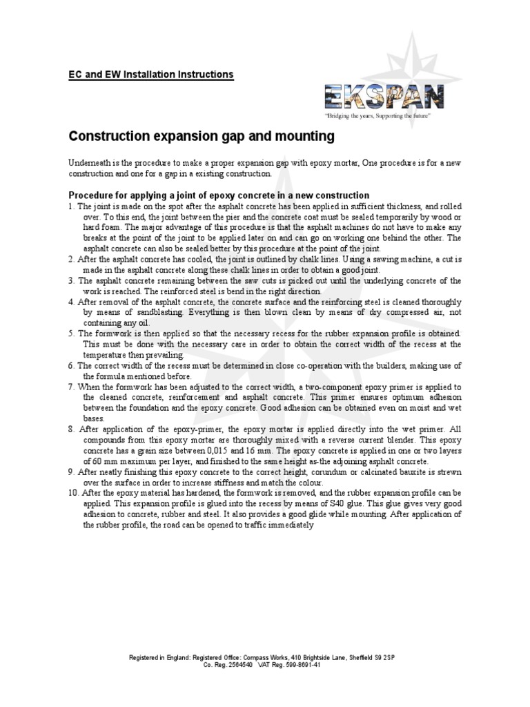 EW and EC Installation Guidance Note | PDF | Adhesive | Epoxy