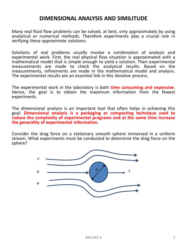 MM302 6 Lecture Notes (Dimensional Analysis) | PDF | Reynolds Number ...