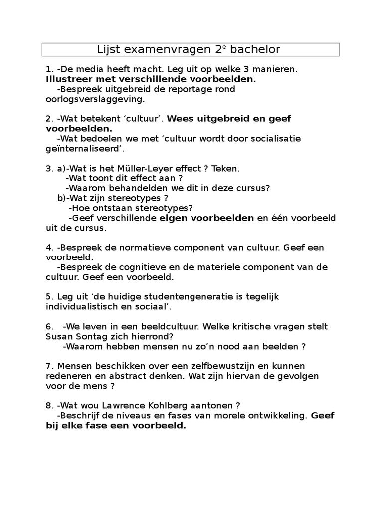 Voorbeeldvragen Examen | PDF