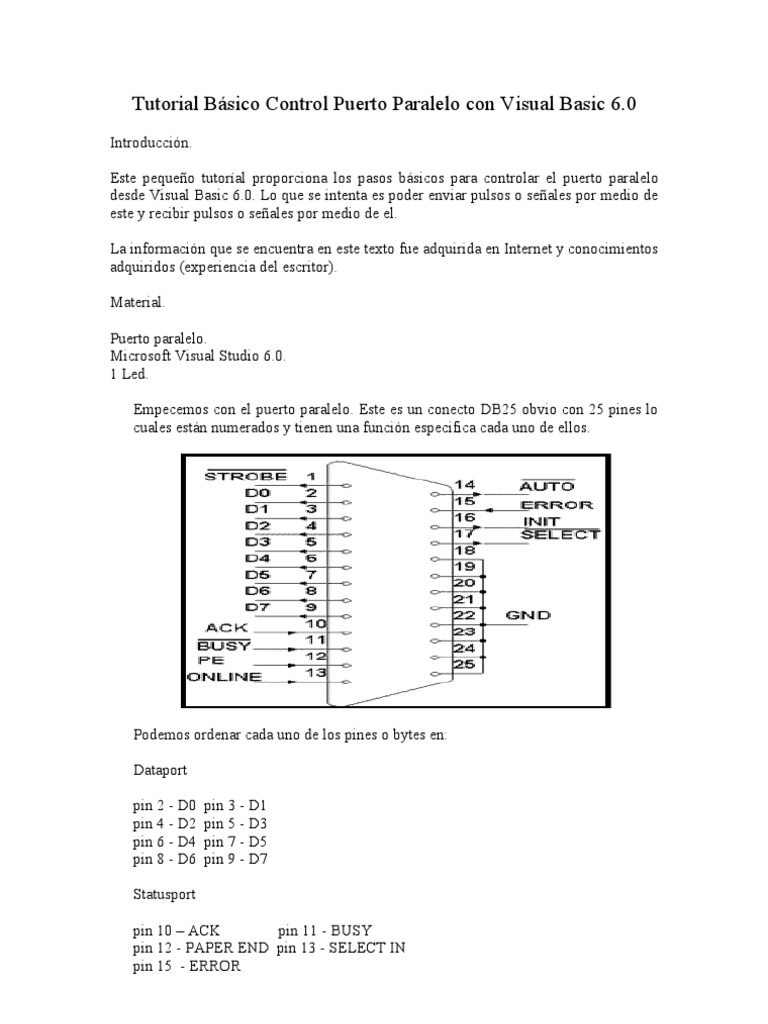Tutorial Básico Control Puerto Paralelo Con Visual Basic 6.0 | PDF | Windows XP | Lenguaje de ...