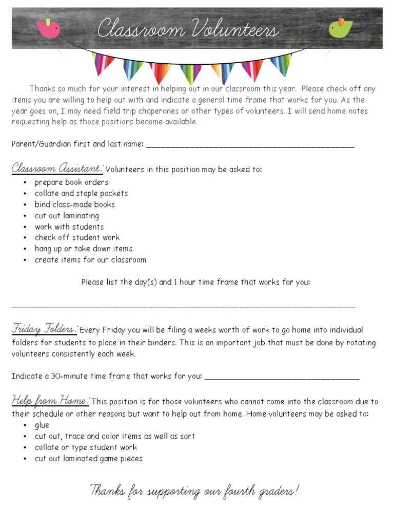 Classroom Volunteers | PDF | Career & Growth