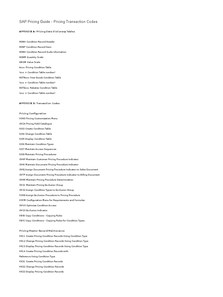 SAP T-Codes | PDF | Rebate (Marketing) | Dangerous Goods