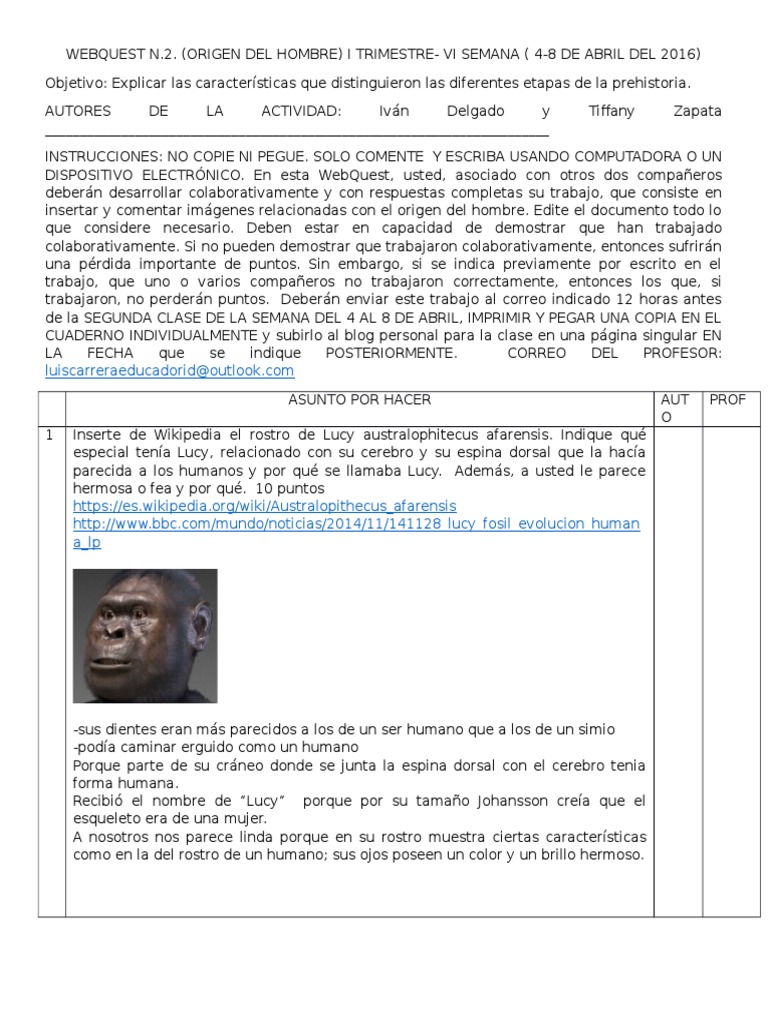 WebQUEST N.2 Origen Del Hombre | PDF | neanderthal | Homo Sapiens