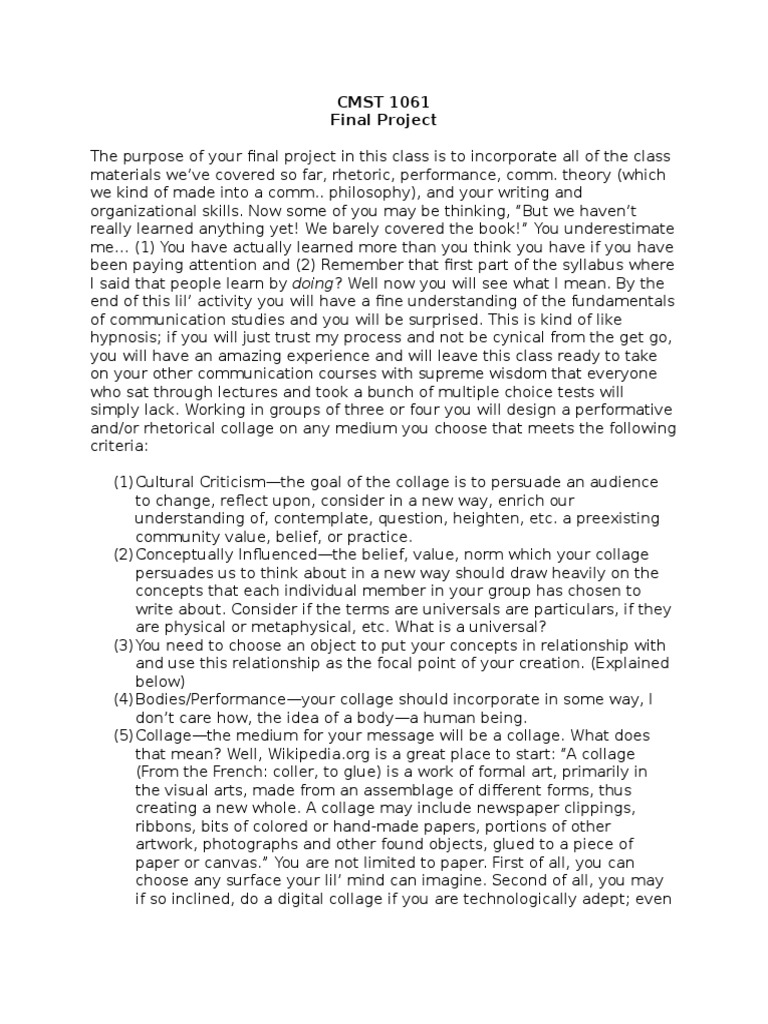 CMST 1061 Final Project: Incorporate Class Concepts in Creative Collage ...