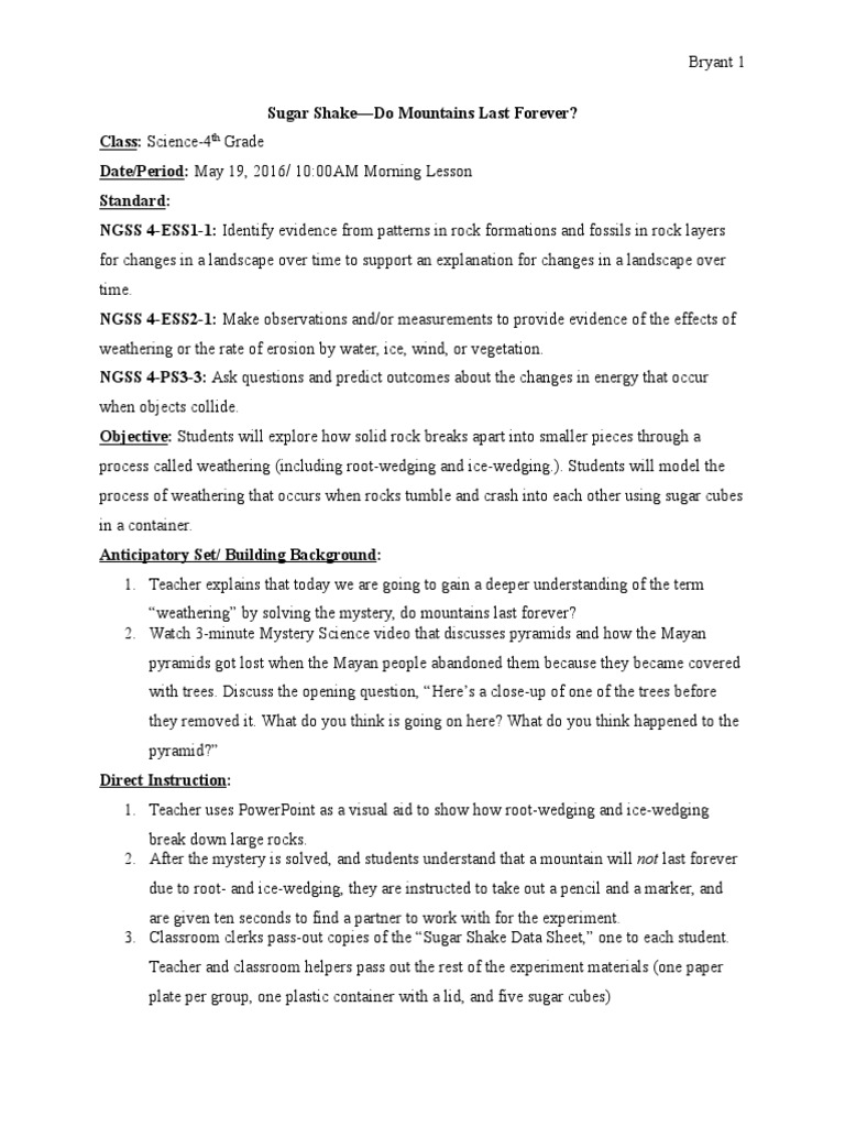 Sugar Shake: Weathering Experiment | PDF | Weathering | Experiment