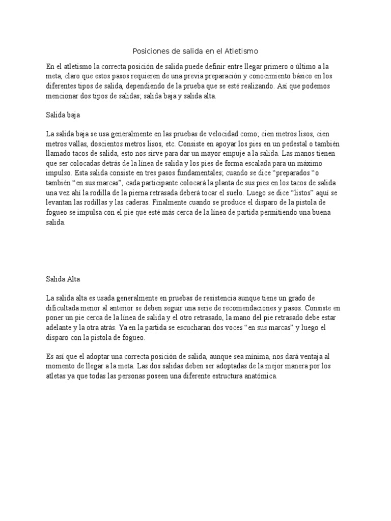 Tipos de Salida en Atletismo | PDF | Deportes y actividades al aire ...