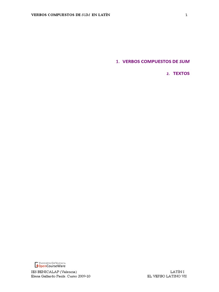 Compuestos Sum Possum y Prosum PDF | PDF | latín | Verbo