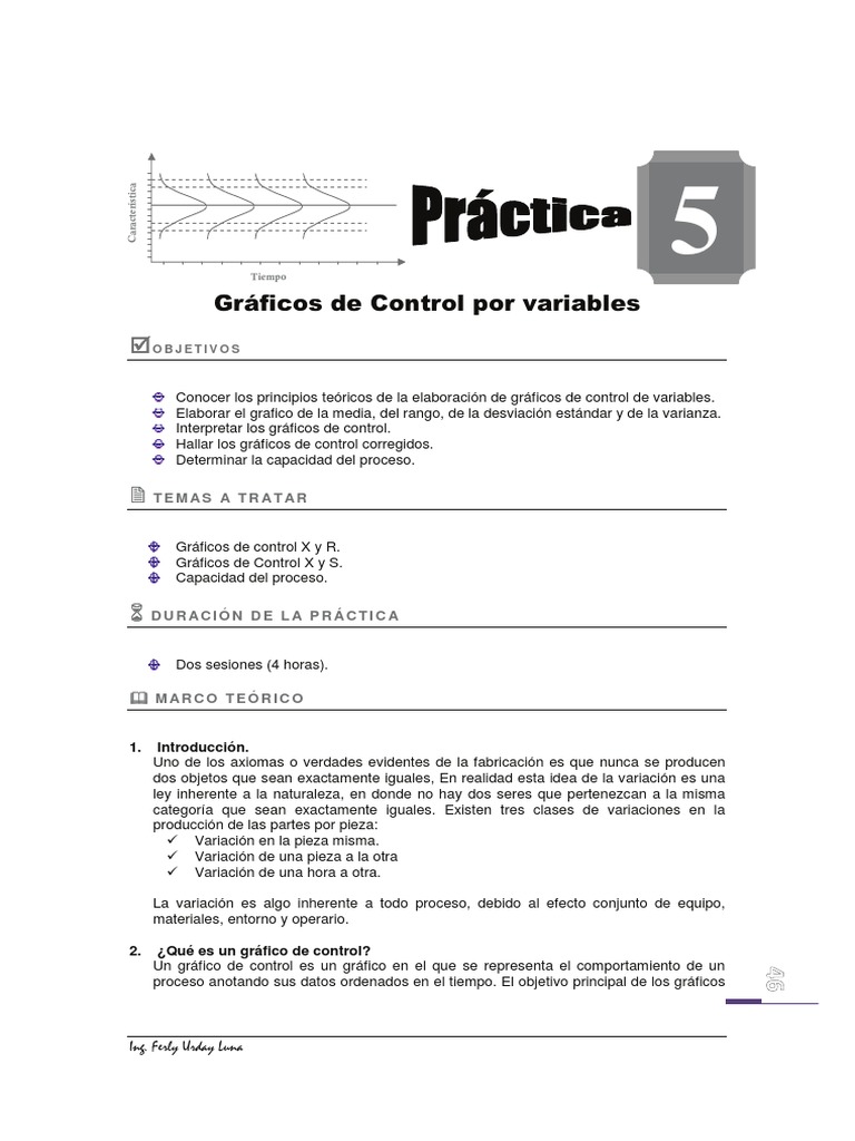 Practica #5 - Gráfico de Control Por Variables | PDF | Distribución normal | Desviación Estándar