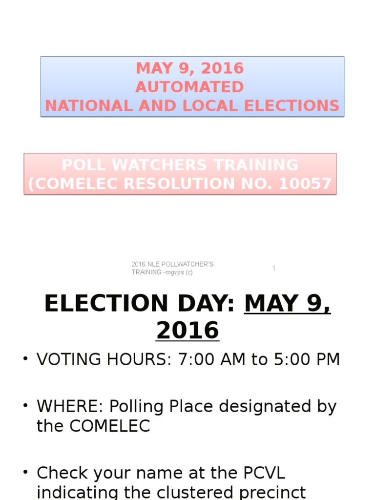 2016 Poll Watcher Training Guide | PDF | Polling Place | Ballot