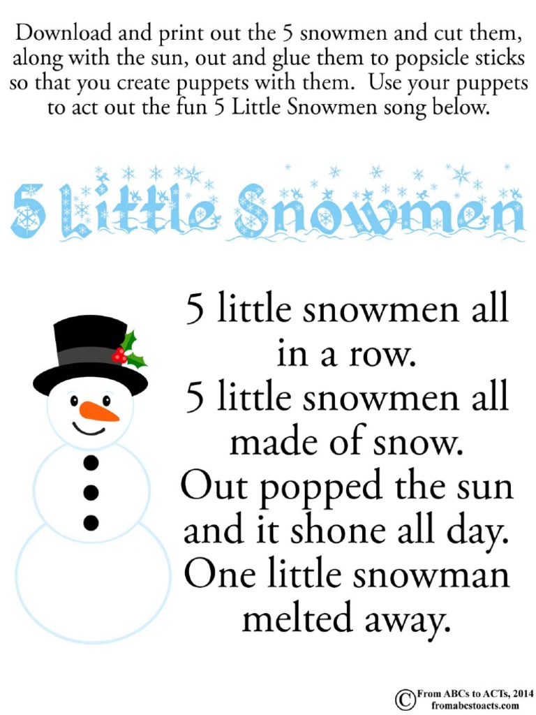 5 Little Snowmen PDF | PDF