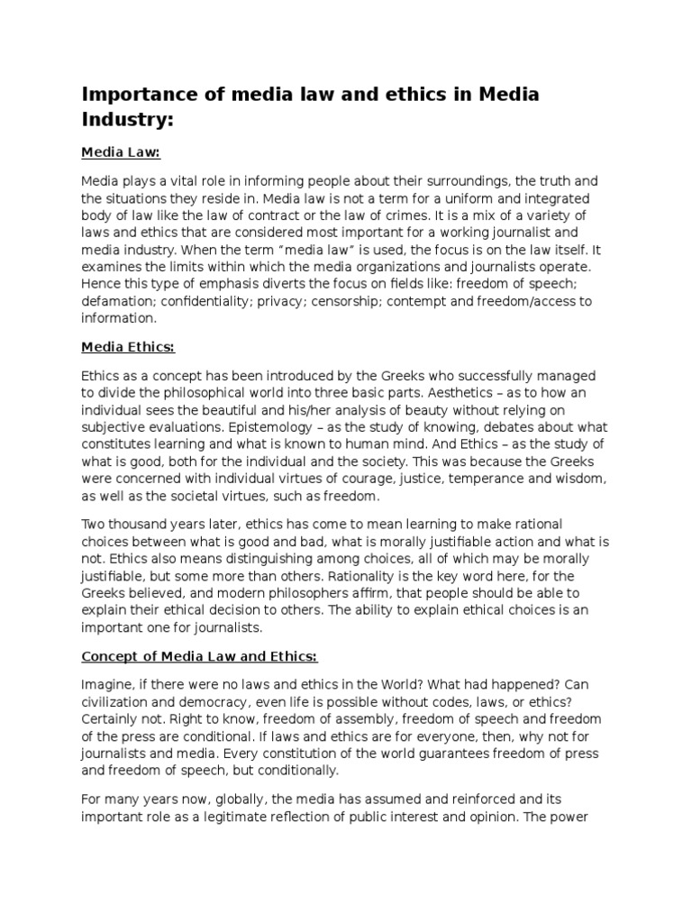 Media Law and Ethics Overview | PDF | Defamation | Freedom Of The Press