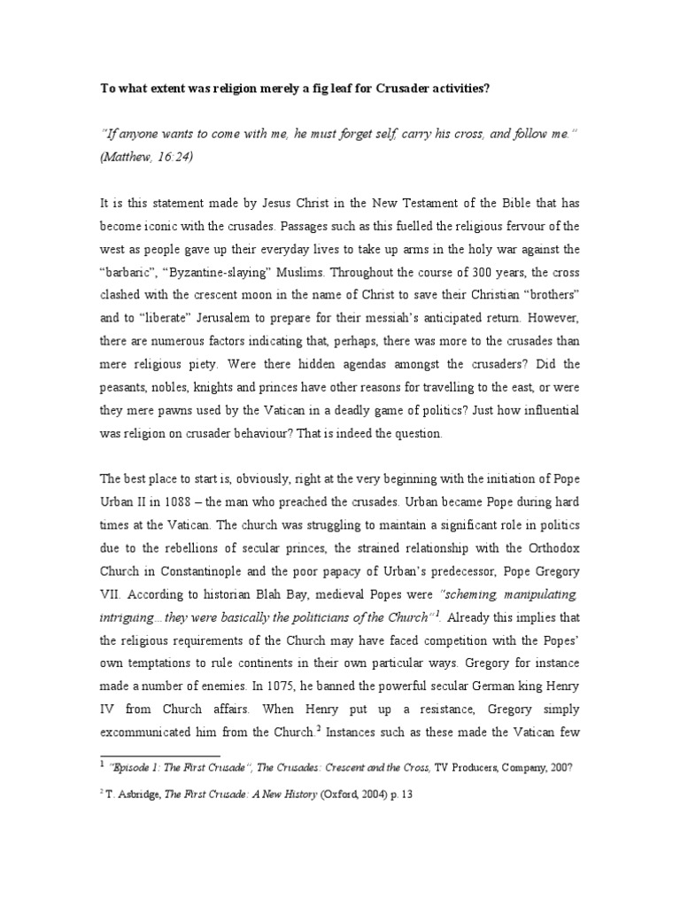 Crusades Essay Y1 | PDF | Crusades | Byzantine Empire