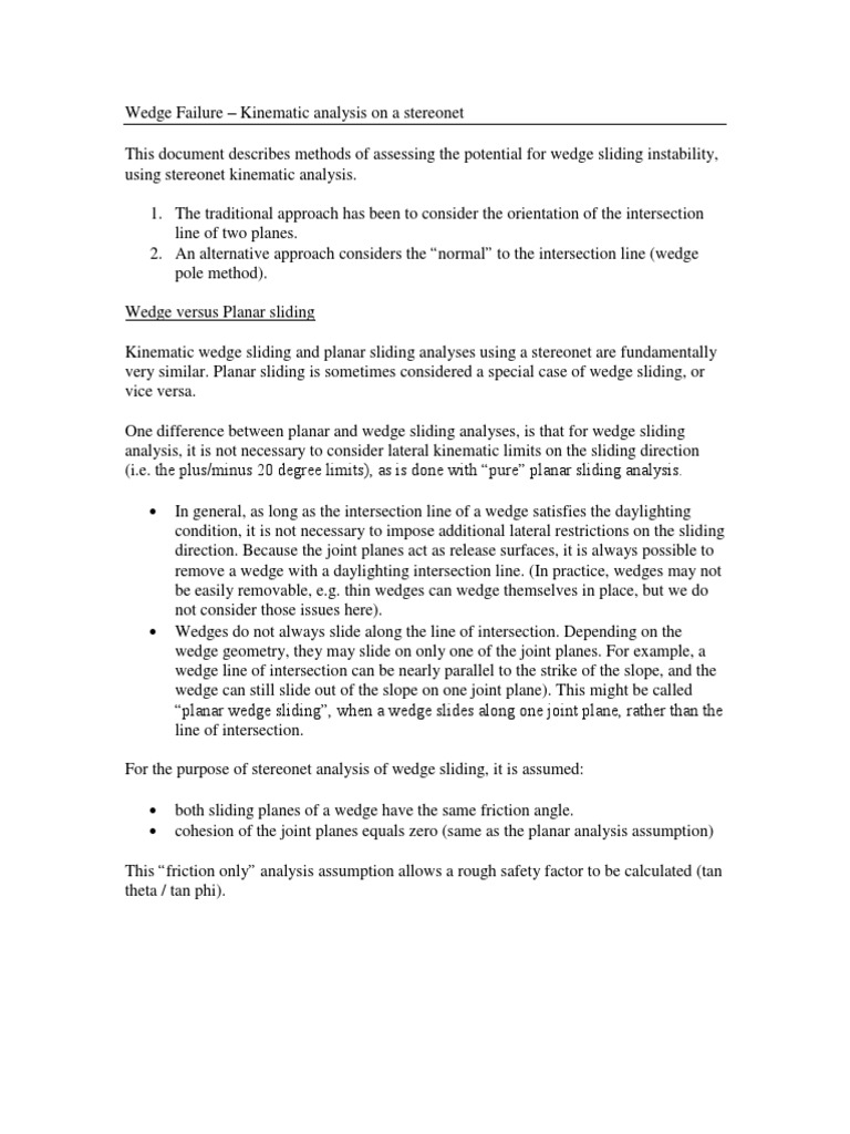 Wedge Failure | PDF | Plane (Geometry) | Angle