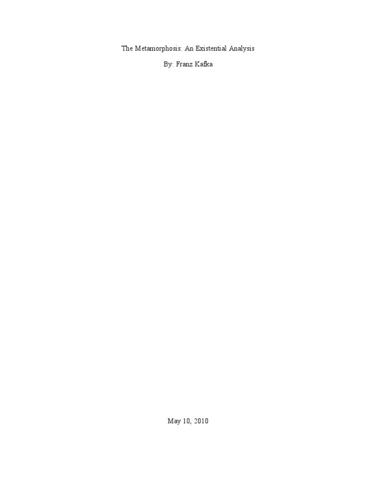 Existentialism in Kafka's Metamorphosis | PDF | The Metamorphosis ...