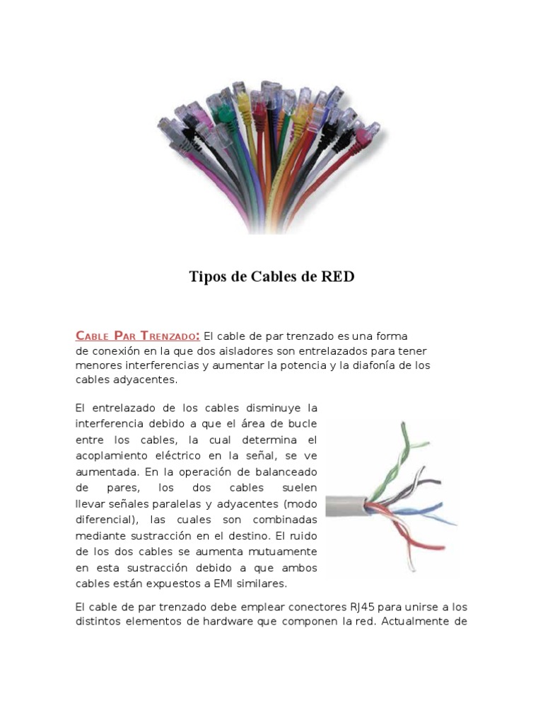 Tipos de Cable de Red | PDF | Cable coaxial | Ingenieria Eléctrica