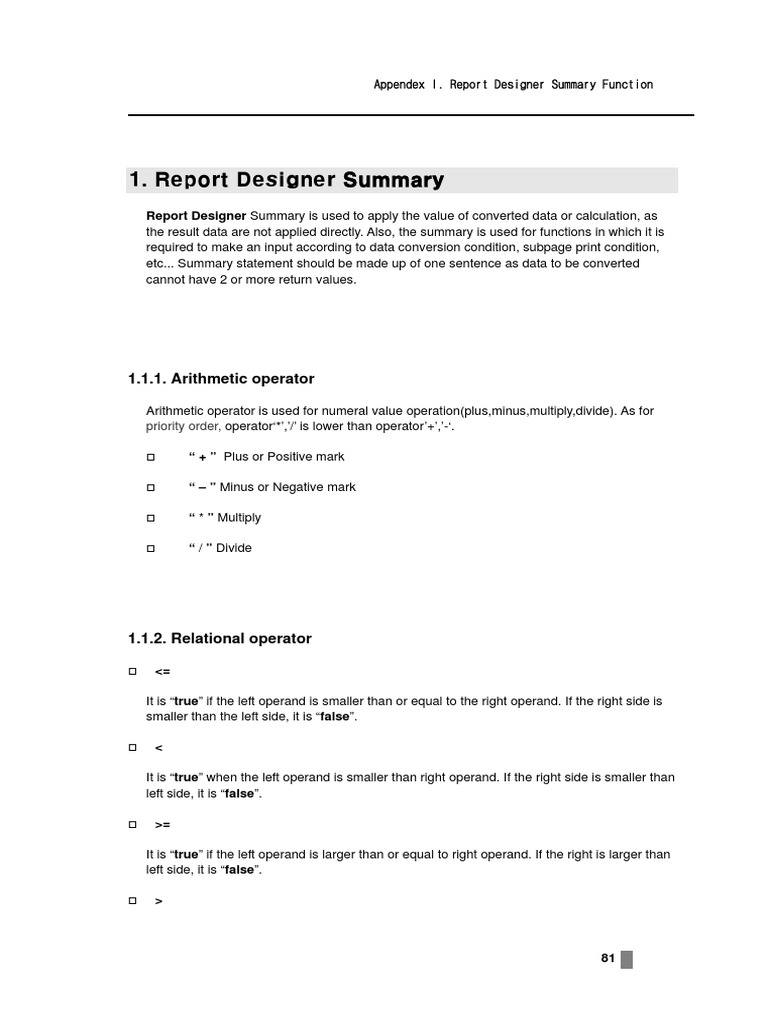 Report Designer Manual - 16.appendix I | PDF | Trigonometric Functions ...