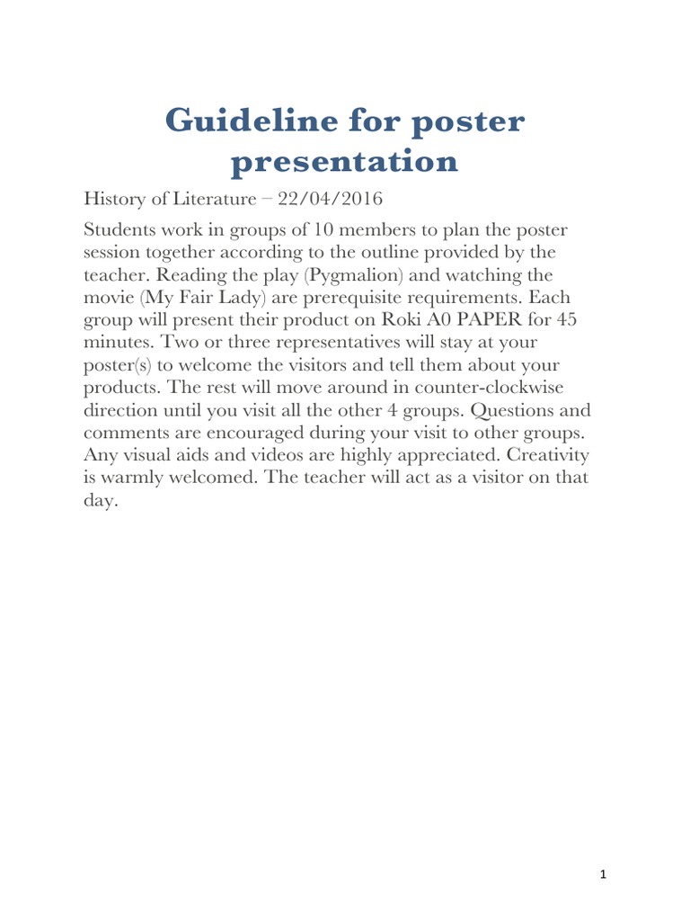 Poster Presentation | PDF | Pygmalion (Play)