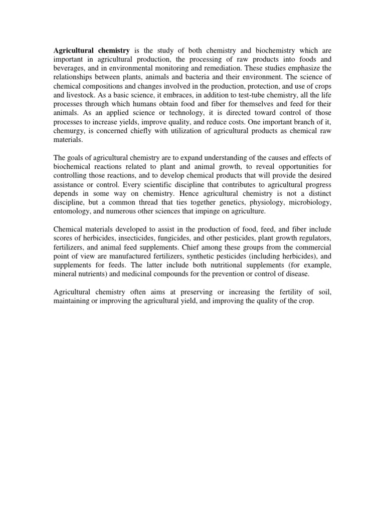 Understanding Agricultural Chemistry | PDF