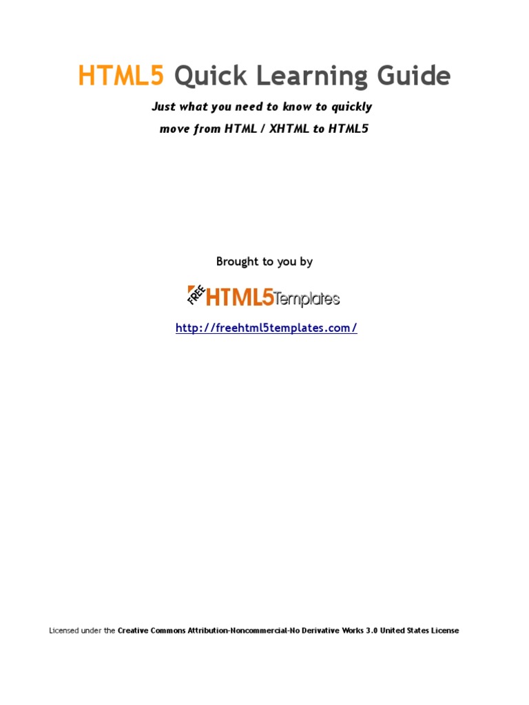 Html5 Quick Learning Quide | PDF | Html5 | Html