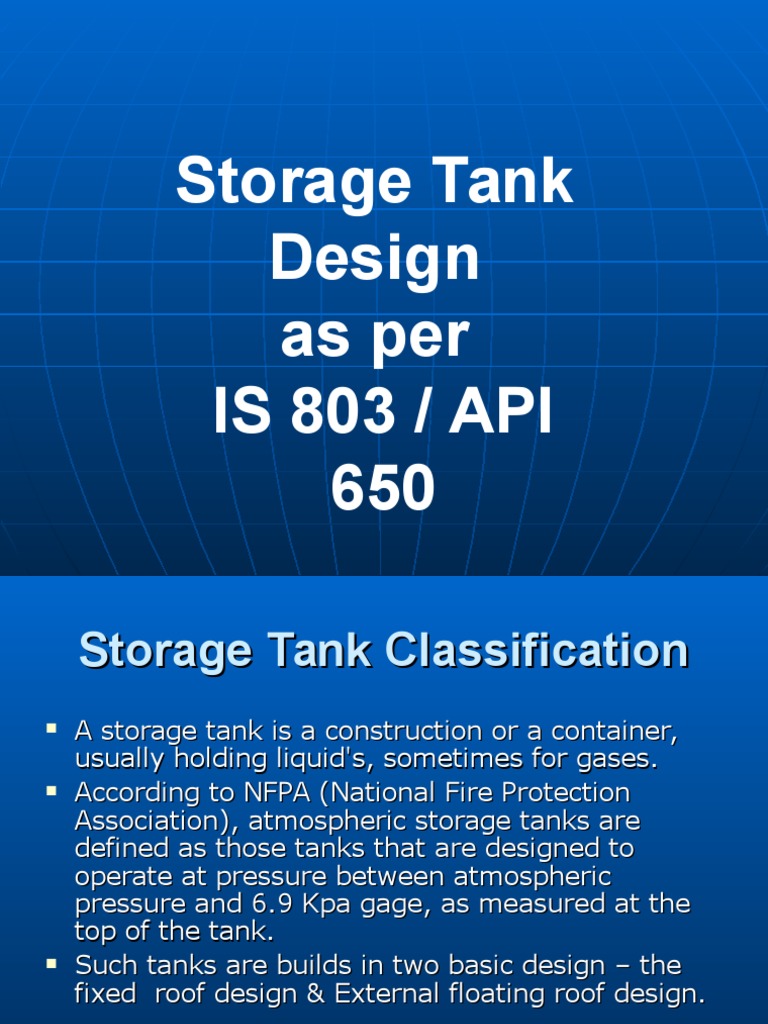 Storage Tank Design per IS 803/API 650 | PDF | Gases | Applied And ...