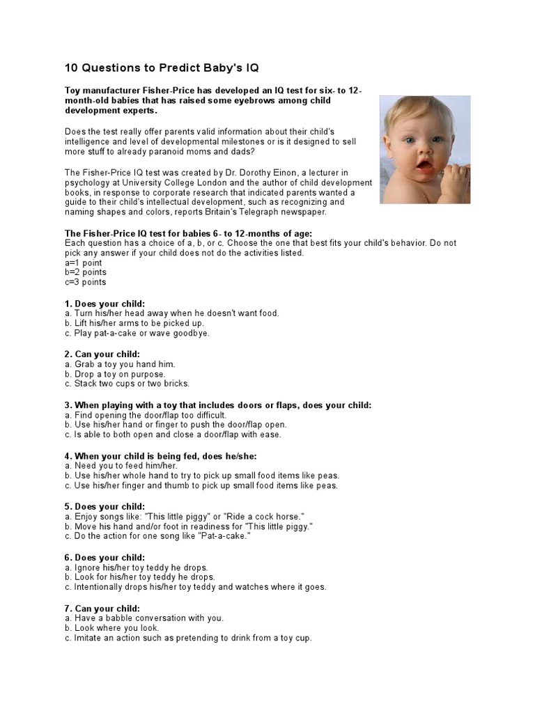 Fisher-Price Baby IQ Test Explained | PDF