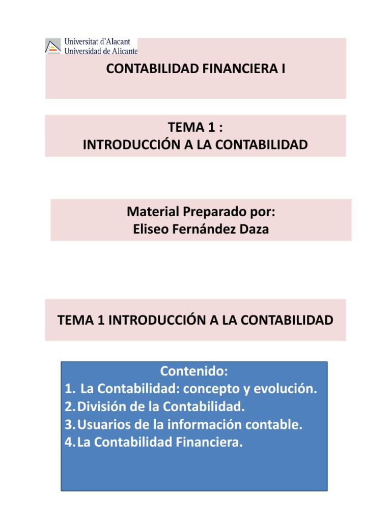 Tema 1. Introducción A La Contabilidad | PDF | Estado financiero ...