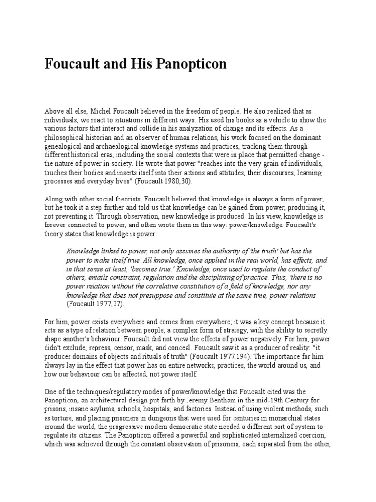 Foucault and His Panopticon | Power (Social And Political) | Michel ...