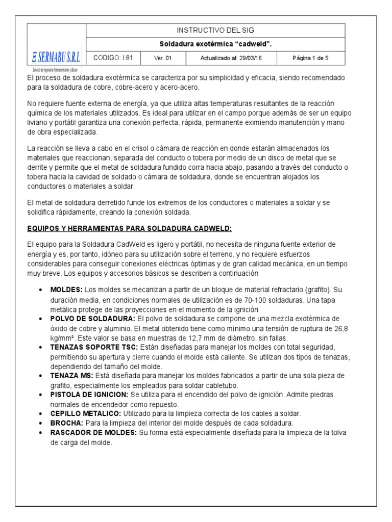 Soldadura Exotermica - Cadweld | Soldadura | Aluminio
