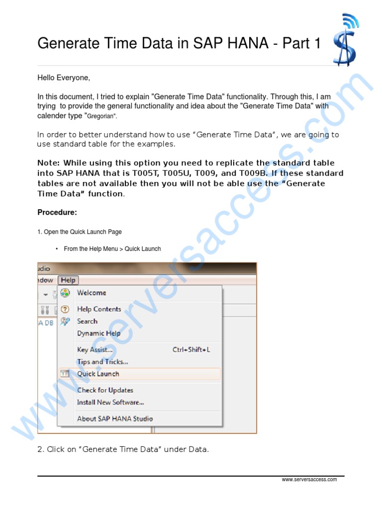 Generate Time Data in HANA - Part1 | PDF | Information Technology Management | System Software