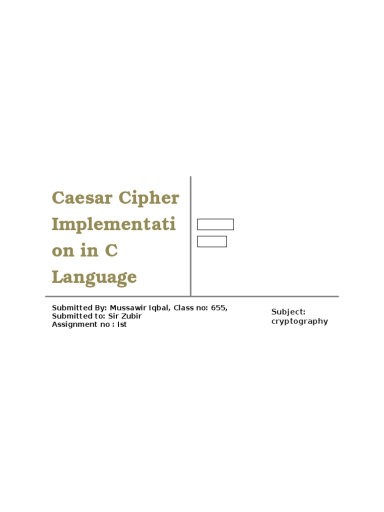 Caesar Cipher Implementation in C Language | PDF | Cipher | Cryptography Caesar Cipher Implementation in C Language | PDF | Cipher | Cryptography