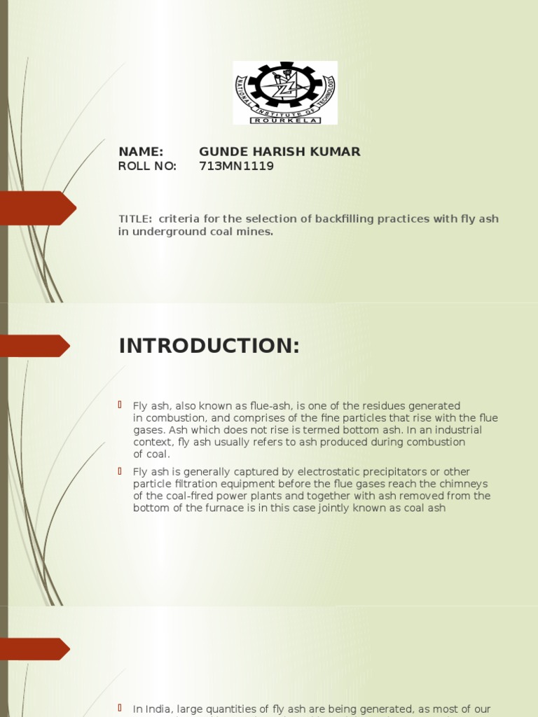 Backfilling Practices With Fly Ash in Underground Coal Mines | PDF ...