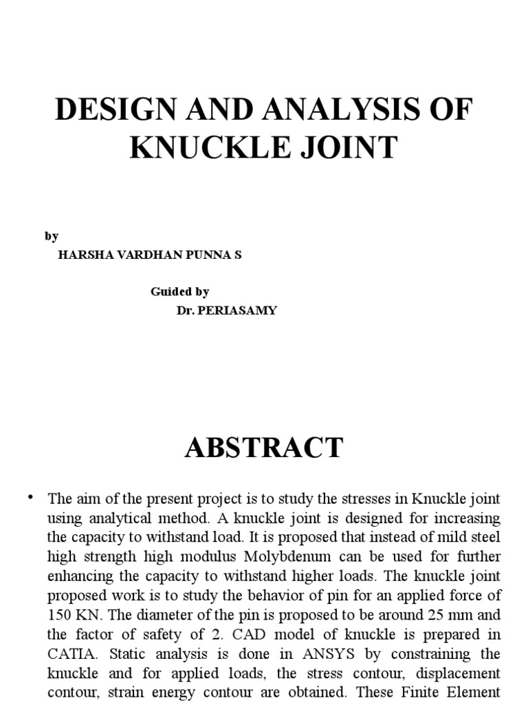 Design and Analysis of Knuckle Joint | PDF | Stress (Mechanics ...