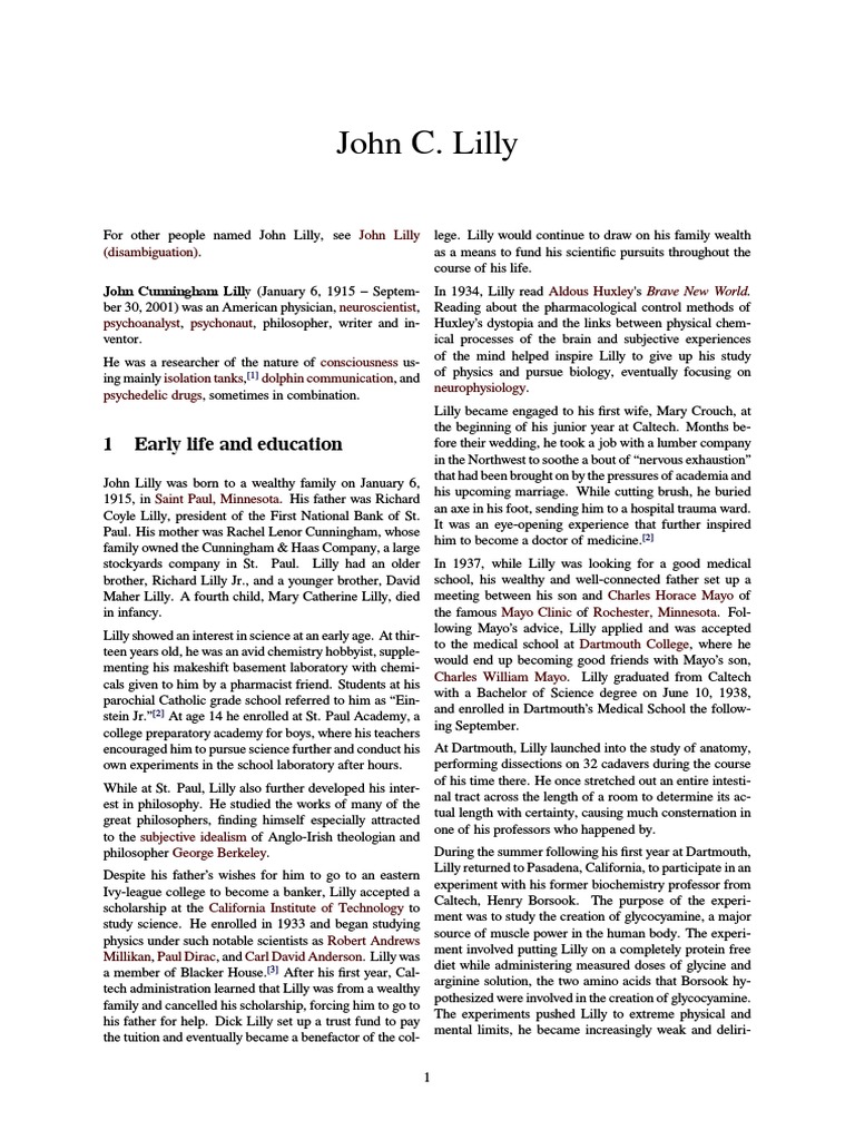 John C. Lilly | PDF | Science | Science (General)