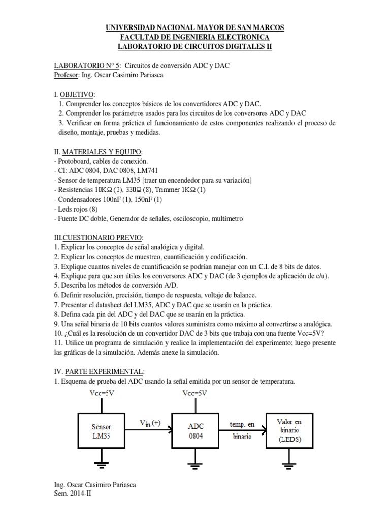 Lab 5 Adc Dac 2014 - II | PDF | Conversor analógico a digital | Señal analoga