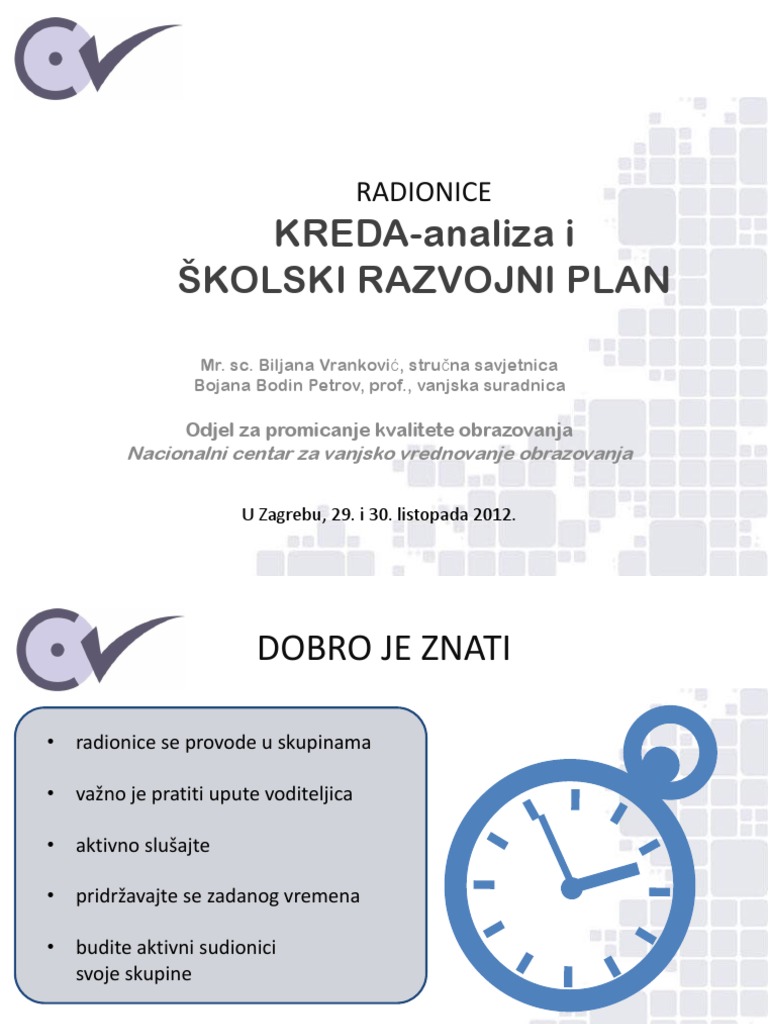 KREDA Analiza I Školski Razvojni Plan-Radionice | PDF