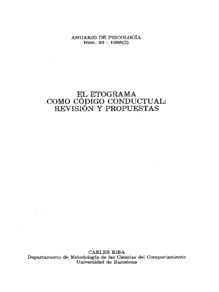 El Etograma: Revisión y Propuestas | PDF | Etología | Comportamiento