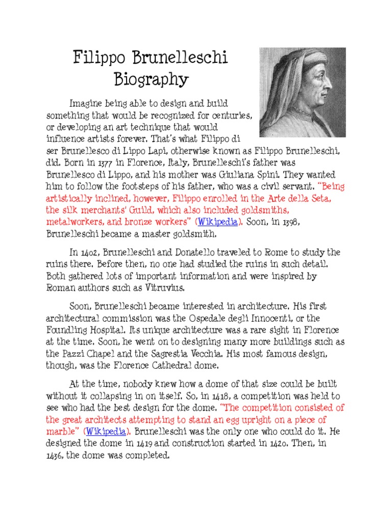 Filippo Brunelleschi: Life and Legacy | PDF | Social Science