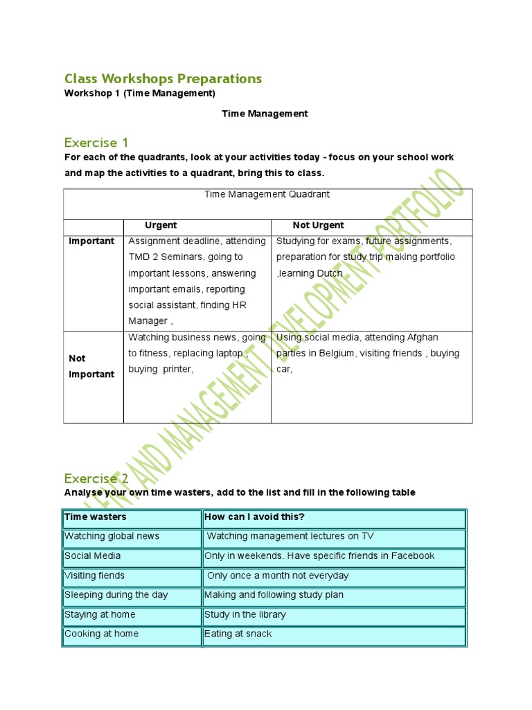 Time Management and Networking Workshops | PDF | Bookkeeping | Motivation
