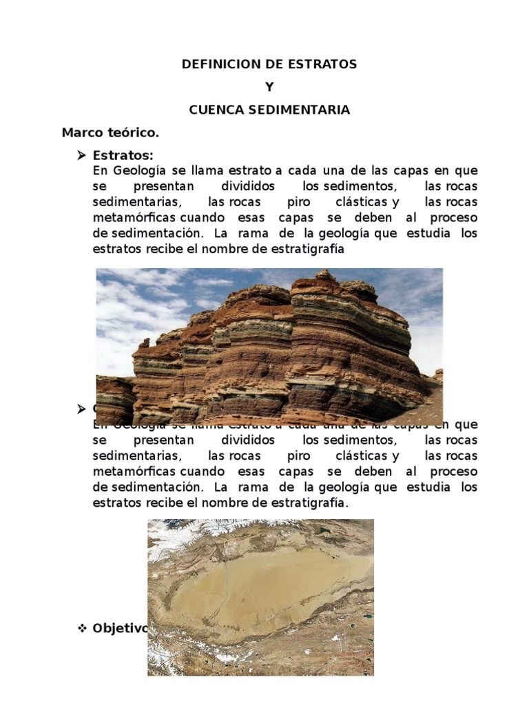 Formación de estratos y cuencas sedimentarias: Un análisis de los ...