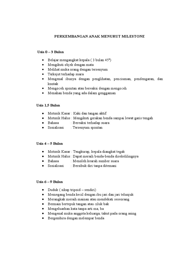 Perkembangan Anak Menurut Milestone | PDF