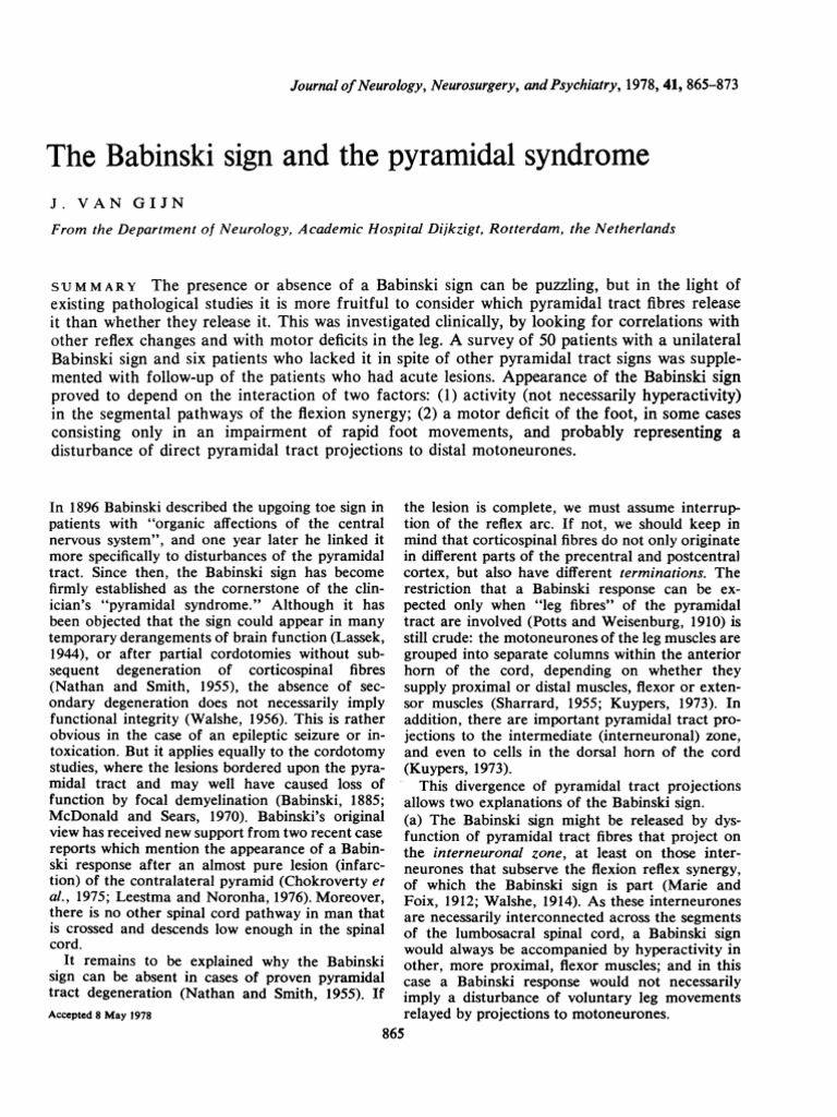 Babinski Sign in Pyramidal Syndrome | PDF | Foot | Anatomy