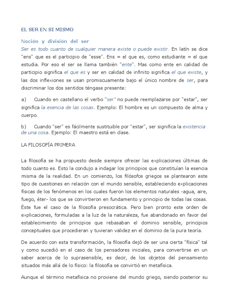 FILOSOFIA (ONTOLOGÍA) .Odt | PDF | Metafísica | Esencia
