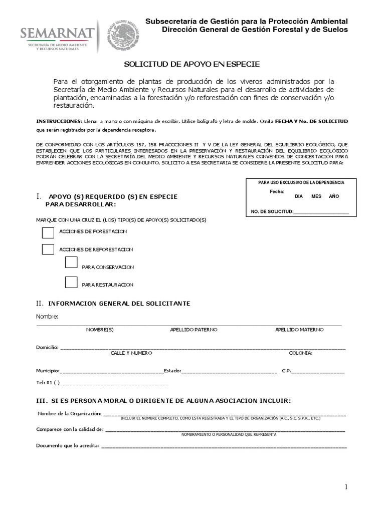 Solicitud Donacion Arboles PDF | PDF | Movimiento conservacionista ...