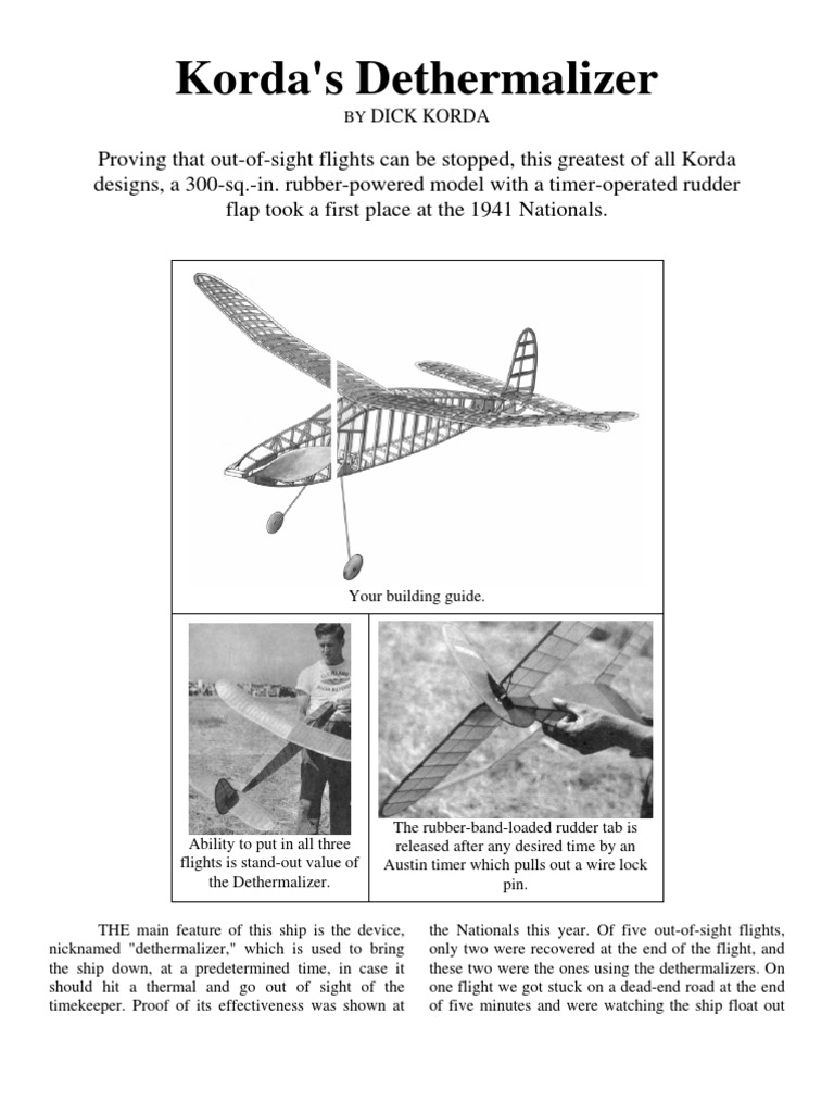 Korda's Dethermalizer - A Free-Flight Model Airplane | PDF | Flap ...