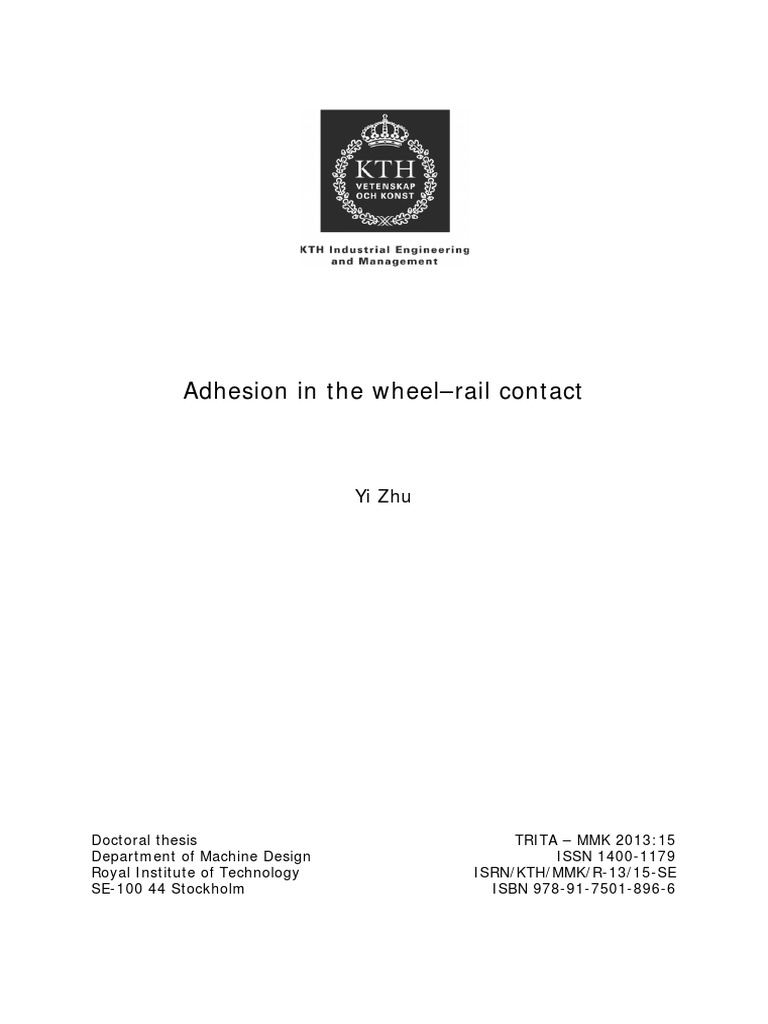 Wheel-Rail Adhesion Thesis | PDF | Friction | Wear