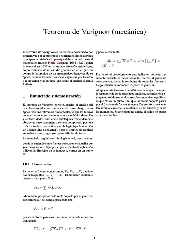 Teorema de Varignon (Mecánica) | PDF | Enseñanza de matemática | Física